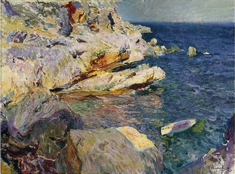 Rocas de Jávea y el bote blanco 1905 Joaquin Sorolla Producción