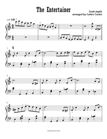 The Entertainer Easy Piano Arr Carlos Castro By Scott Joplin Sheet