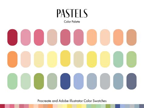 Pastels Procreate Color Palette With Hex Codes Adobe Etsy Australia