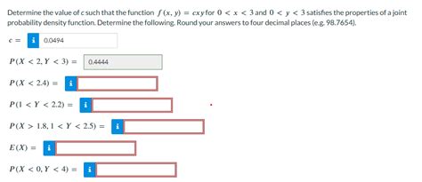 solved determine the value of c such that the function