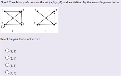 solved s and t are binary relations on the set fa b c d