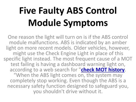 How To Diagnose A Faulty Abs Module