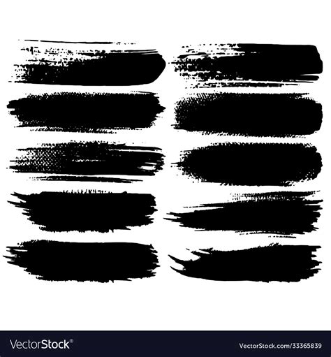Set Brush Strokes Black Ink Grunge Royalty Free Vector Image