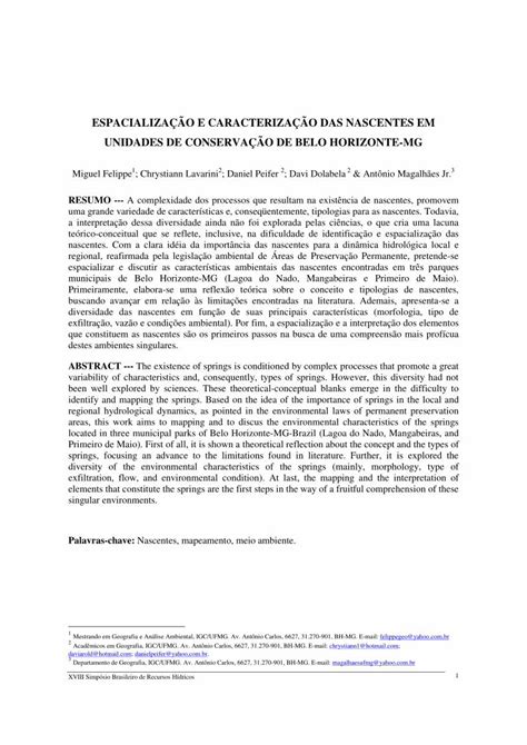 PDF ESPACIALIZAÇÃO E CARACTERIZAÇÃO DAS NASCENTES EM UNIDADES