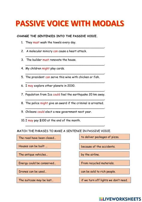 Passive Voice Modal Verbs Activity