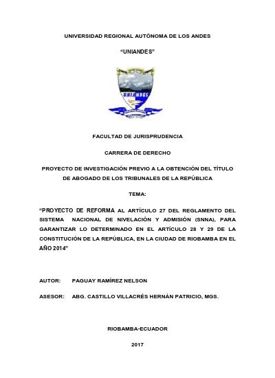 Proyecto de reforma al artículo 27 del Reglamento del Sistema Nacional