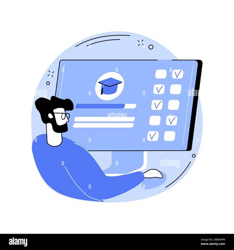 Examen en línea aislado dibujos animados ilustraciones vectoriales
