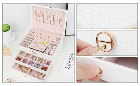 Casiwaft Boîte à bijoux Organisateur de bijoux avec 2 tiroirs Boîte