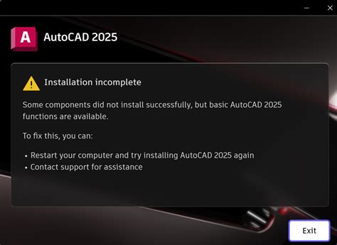 “installation incomplete some components did not install successfully” when installing 2020