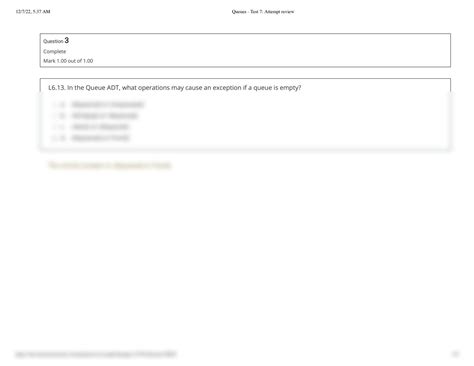 Solution Queues Test Attempt Review Studypool