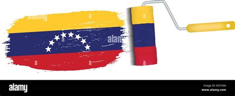 Trazo De Pincel Con Bandera Nacional Venezuela Aislado Sobre Un Fondo