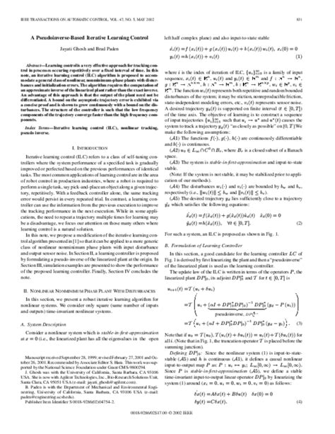pdf a pseudoinverse based iterative learning control b paden
