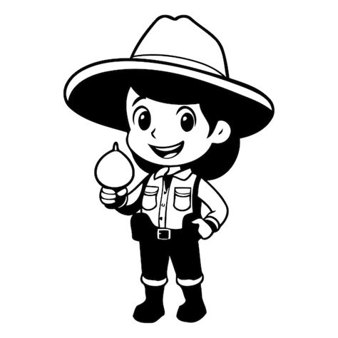 El Lindo Explorador De Safari De Dibujos Animados Con Una Lupa De
