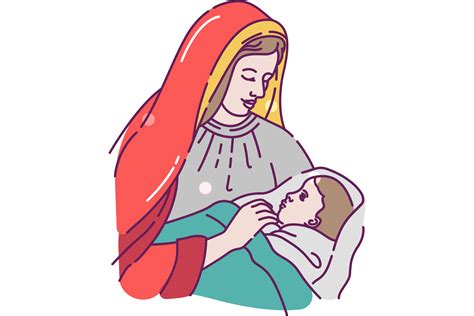 Christian Clipart Mary Joseph And Baby Jesus In Manger Clip Art