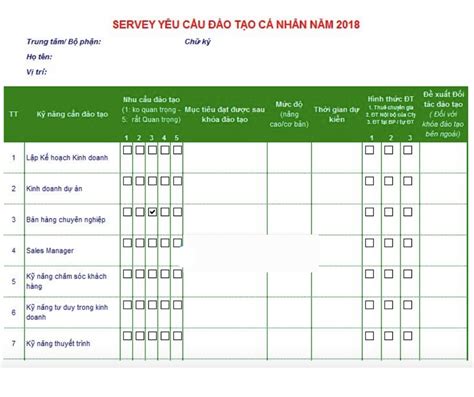 CÁCH TẠO PHIẾU KHẢO SÁT NHU CẦU ĐÀO TẠO CỦA NHÂN VIÊN