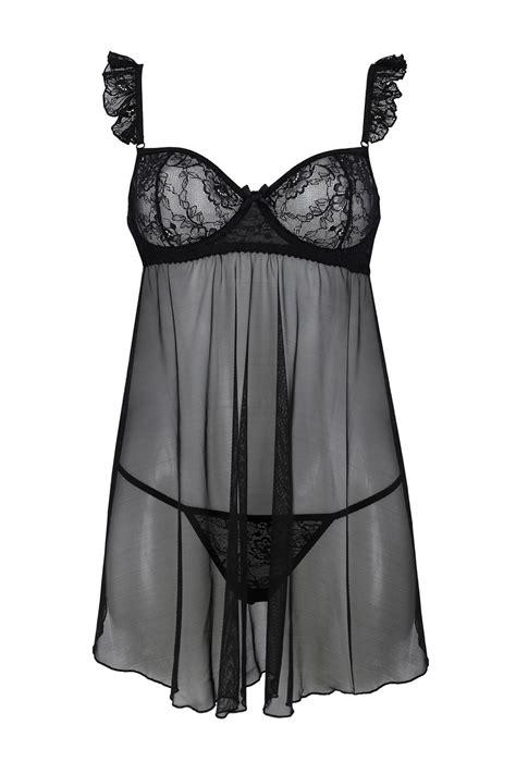 Nocna Komplet Koszulka Stringi Avanua Milagros Chemise Black Sklep