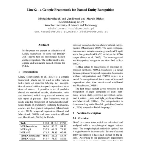 liner2 — a generic framework for named entity recognition acl anthology