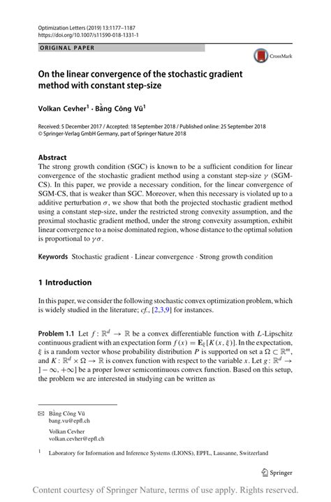on the linear convergence of the projected stochastic gradient method with constant step size
