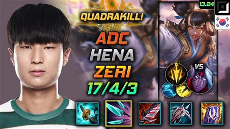 Zeri Adc Build Hena Navori Quickblades Lethal Tempo LOL KR Challenger