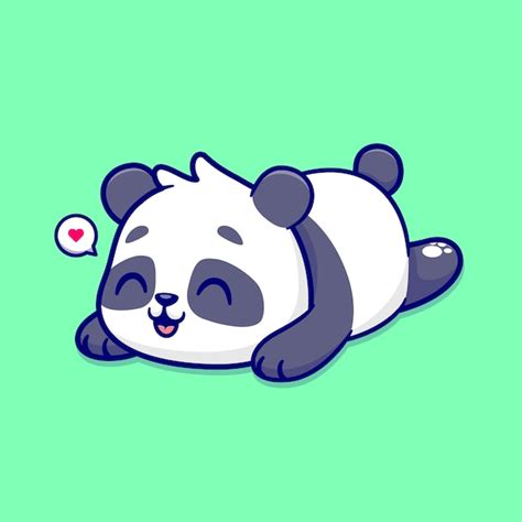 Panda Mignon Allongé Sur Le Sol Dessin Animé Vecteur Icône Illustration
