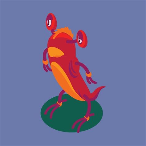 Una Imagen De Dibujos Animados De Un Extraterrestre Rojo Y Naranja Con