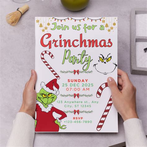 Editable Grinchmas Party Invitation Printable Grinchmas Etsy