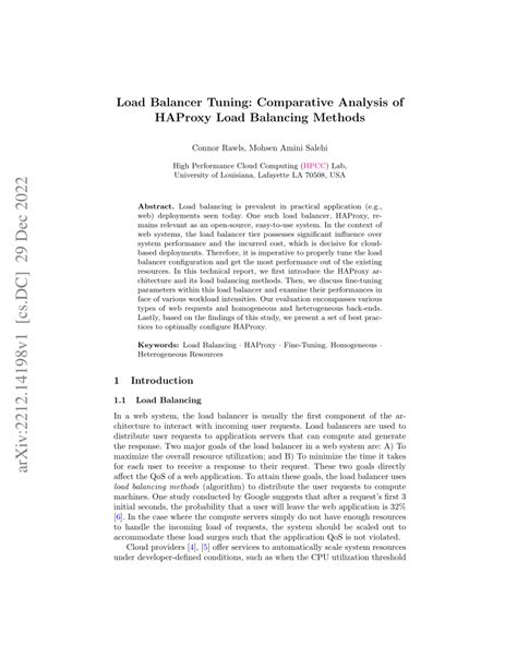 pdf load balancer tuning comparative analysis of haproxy load balancing methods