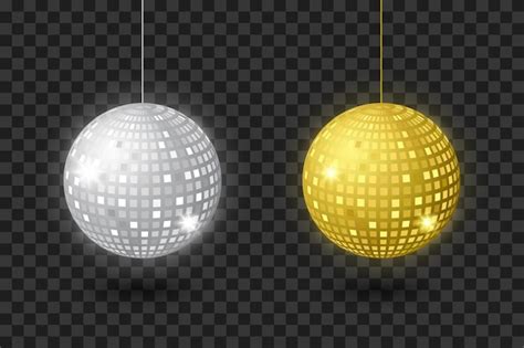 Conjunto De Bolas De Discoteca Prateadas E Douradas Isoladas Na