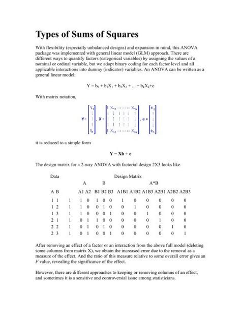 types of sums of squares