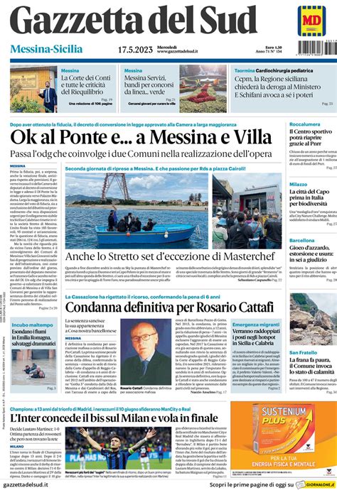 Prima Pagina Gazzetta Del Sud Giornali It