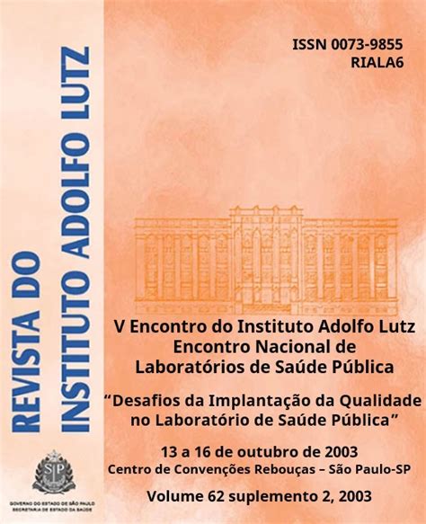 V 62 2003 Suplemento 2 V Encontro Do Instituto Adolfo Lutz