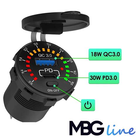 Szybka ładowarka motocyklowa samochodowa 48 W 2x USB C PD 30 W