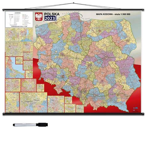 Mapa ścienna Kodowa Polski Kody pocztowe 160x120 Chorzów Kup teraz
