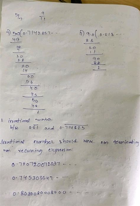 7 write three numbers whose decimal expansions are non n8 find three different irrational