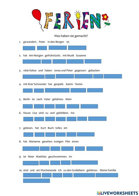 Perfekt Interactive Exercise For A2 You Can Do The Exercises Online Or
