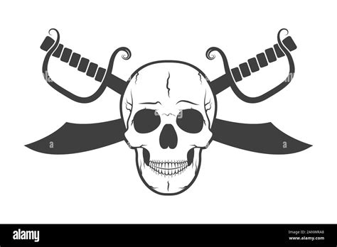 Human Skull And Two Swords Isolated On Light Background Vector