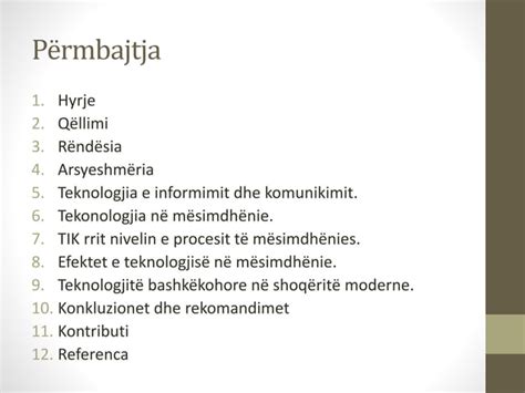Përdorimi i teknologjisë në mësimdhënien e nivelit fillor PPT