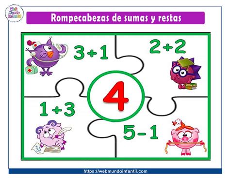 Rompecabezas De Sumas Y Restas Para Imprimir Pdf