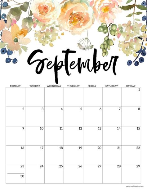 September 2024 Monday Start Calendar Page To Print For Free With