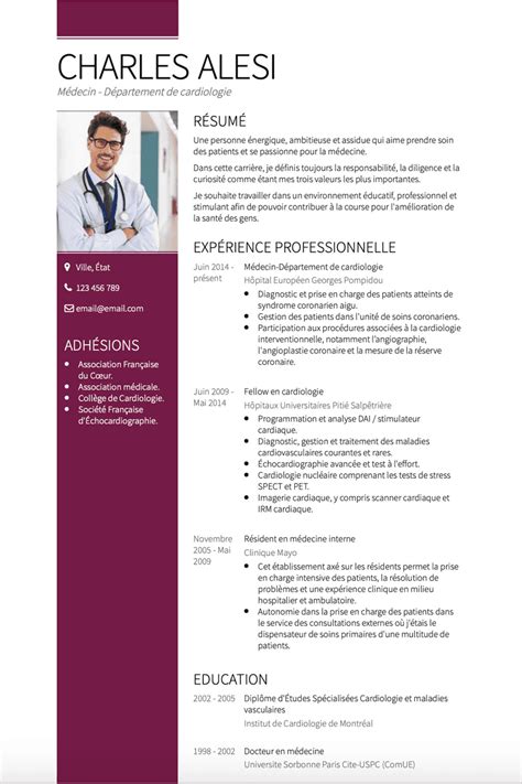 Exemples Médecin de CV et des échantillons de CV en direct VisualCV
