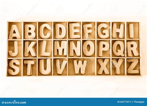 Capital Wooden Block Letter ABC Alphabet Set In A Wood Box Stock Image