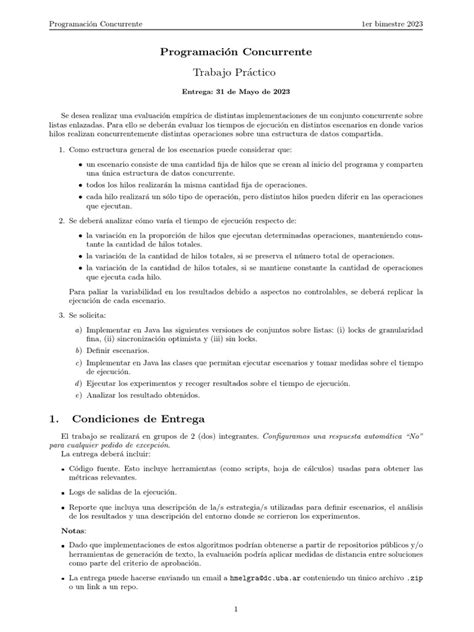 programaci on concurrente trabajo pr actico entrega 31 de mayo de 2023 pdf hilo