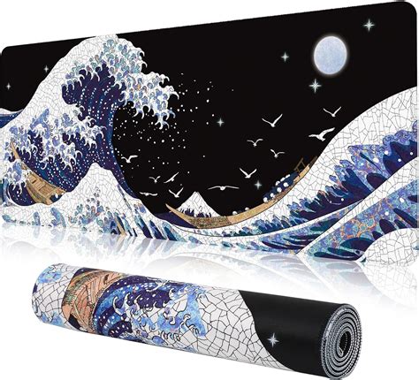 Gaming Laptop Mouse Pad Blue Sea Wave Big Mice Pads PC Keyboard