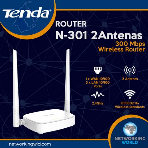 TENDA ROUTER N301 2 ANTENAS Networking World