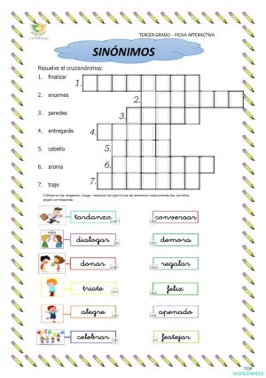 Ejercicios De Sinonimos Para Ninos
