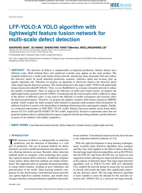 pdf lff yolo a yolo algorithm with lightweight feature fusion network for multi scale defect