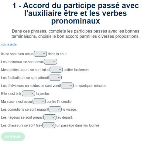Accord du participe passé avec l auxiliaire être et les verbes