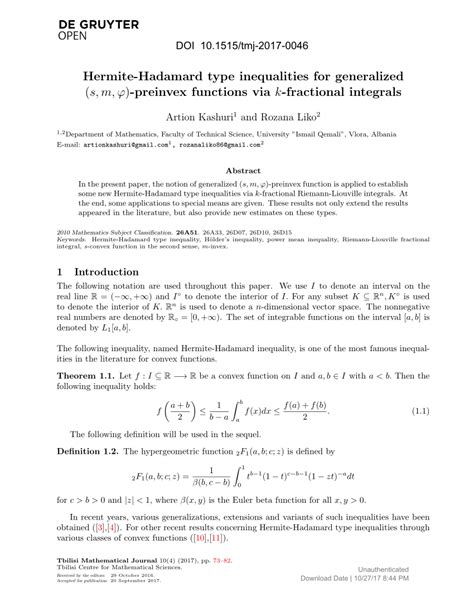 pdf hermite hadamard type inequalities for generalized s m ϕ preinvex functions via k