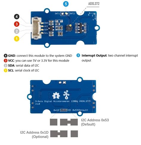 Grove Axis Digital Accelerometer Module With Axis Adxl