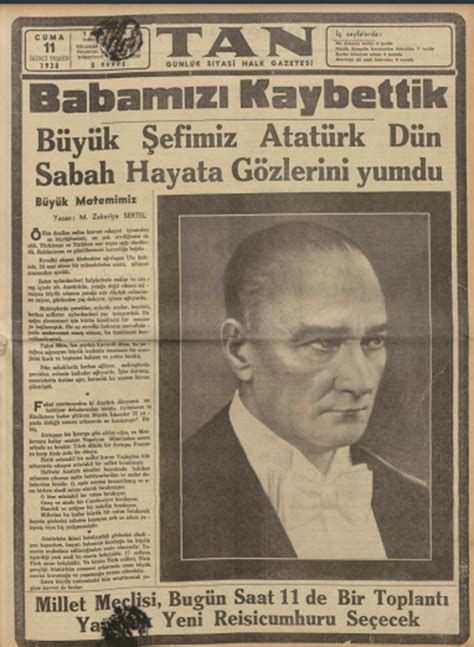 10 Kasım matemi gazetelerin tarihi manşetlerinde